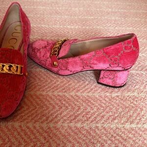 Gucci | Shoes | Gucci Hot Pink Velvet Loafers 4 | Poshmark